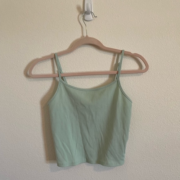 American Eagle Outfitters | Tops | Nwot Aeo Light Green Ribbed Cropped ...